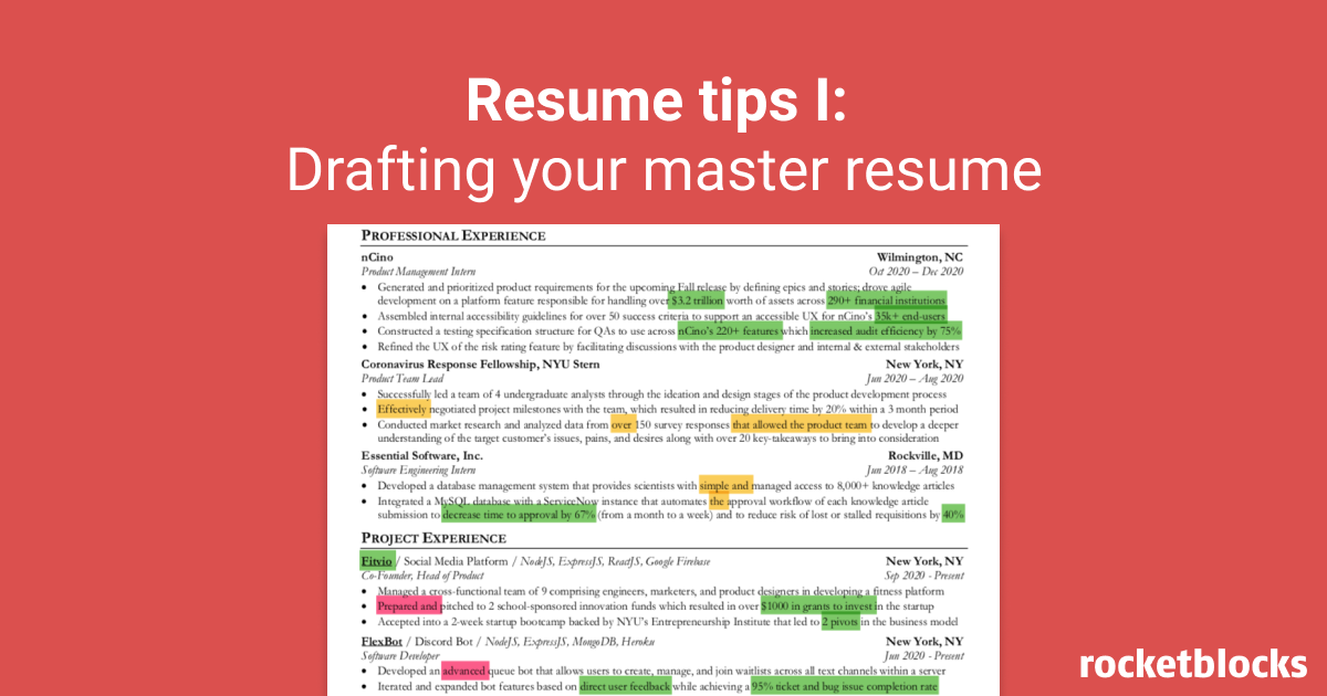 Resume tips I: Drafting your master resume